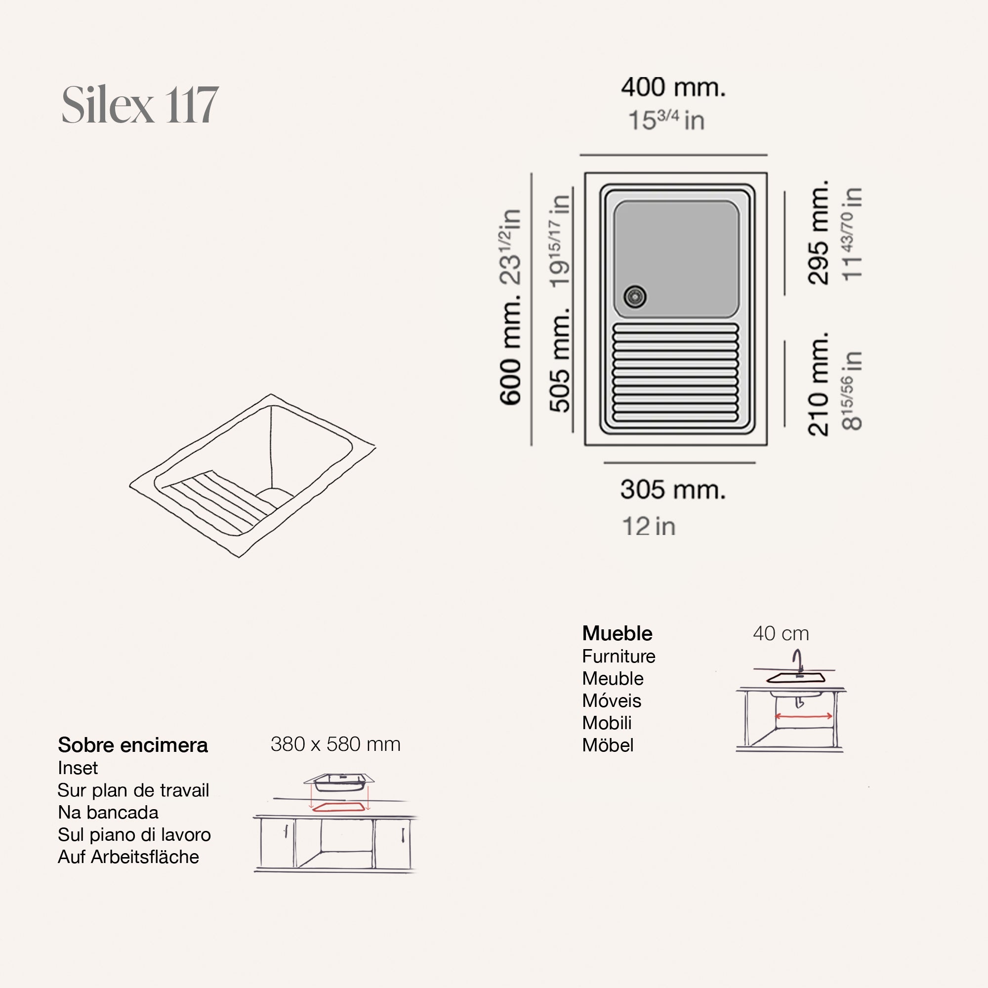 Fregadero de resina | Basic Sílex | Poalgi